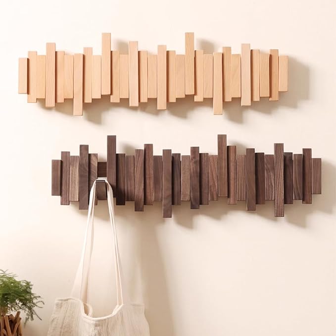 The AuraCoat Piano Rack - Wall-Mounted Wooden Coat Rack with Piano Key ...